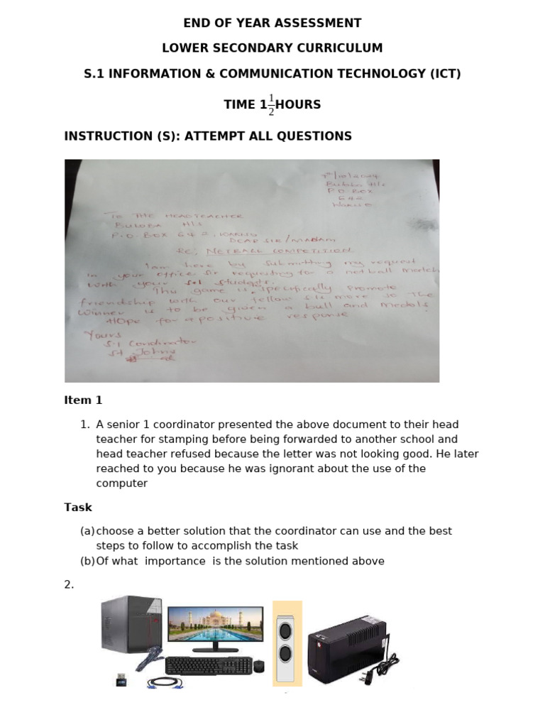 Year-End ICT Assessment Guide | PDF