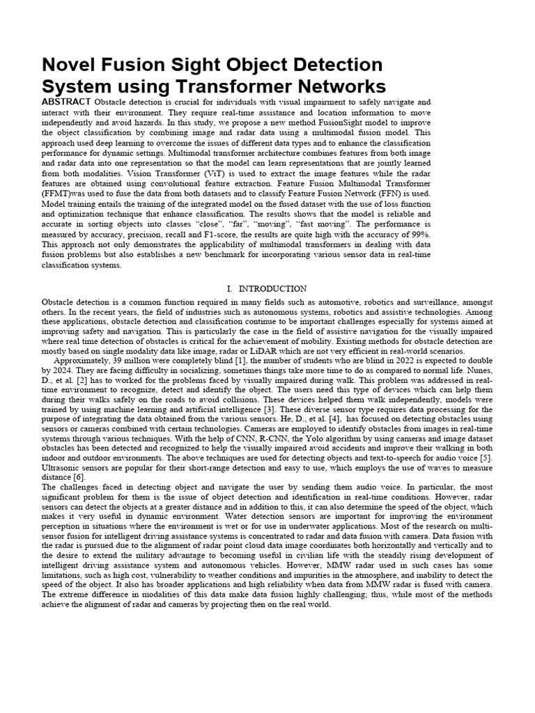 Novel Fusion Sight Object Detection System Using Transformer Networks ...