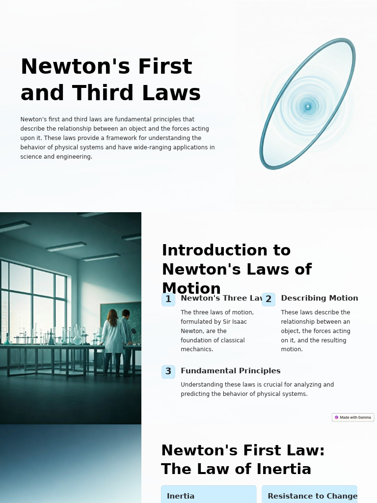 Newtons First and Third Laws | PDF | Force | Inertia