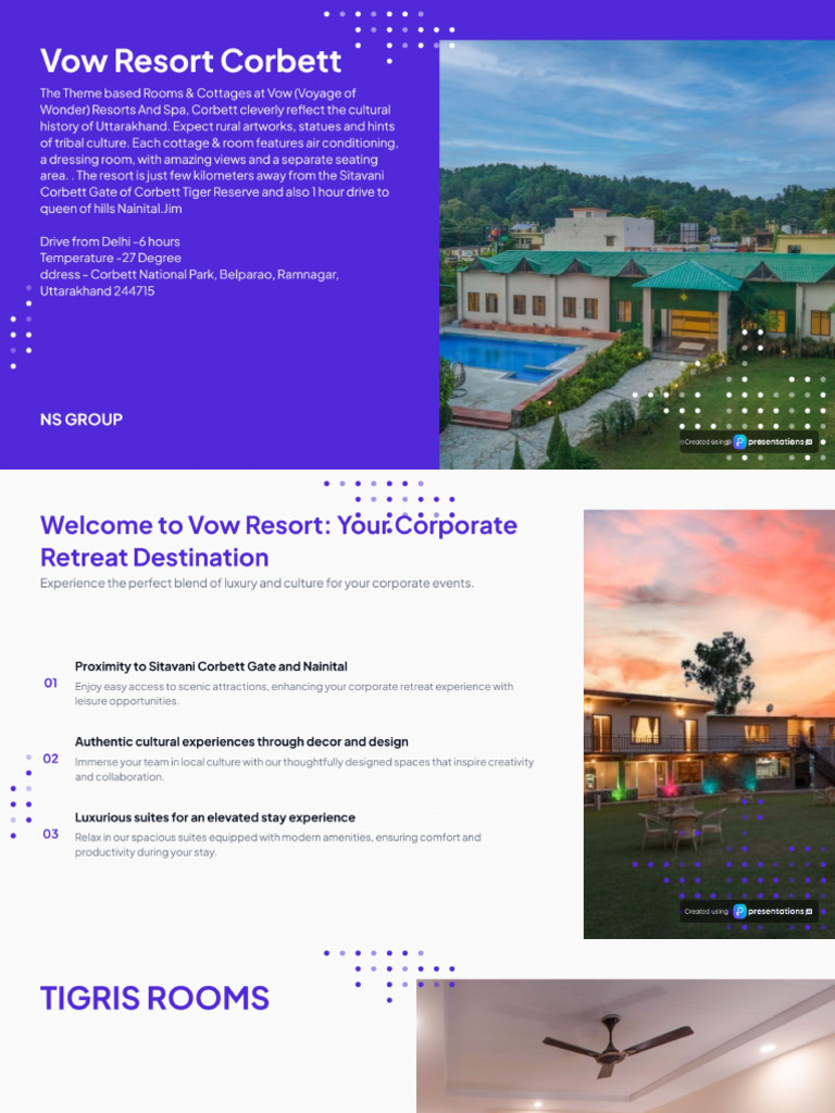 Vow Resort Corporate Pitch Presentation | PDF