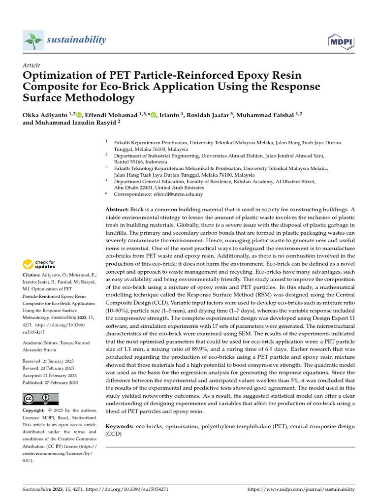Optimization of Pet Particle Reinforced Epoxy Resin I74s8hj0 | PDF ...