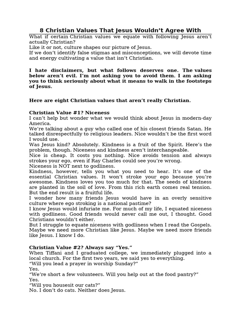 8 Christian Values That Jesus Wouldn | PDF | Jesus | God