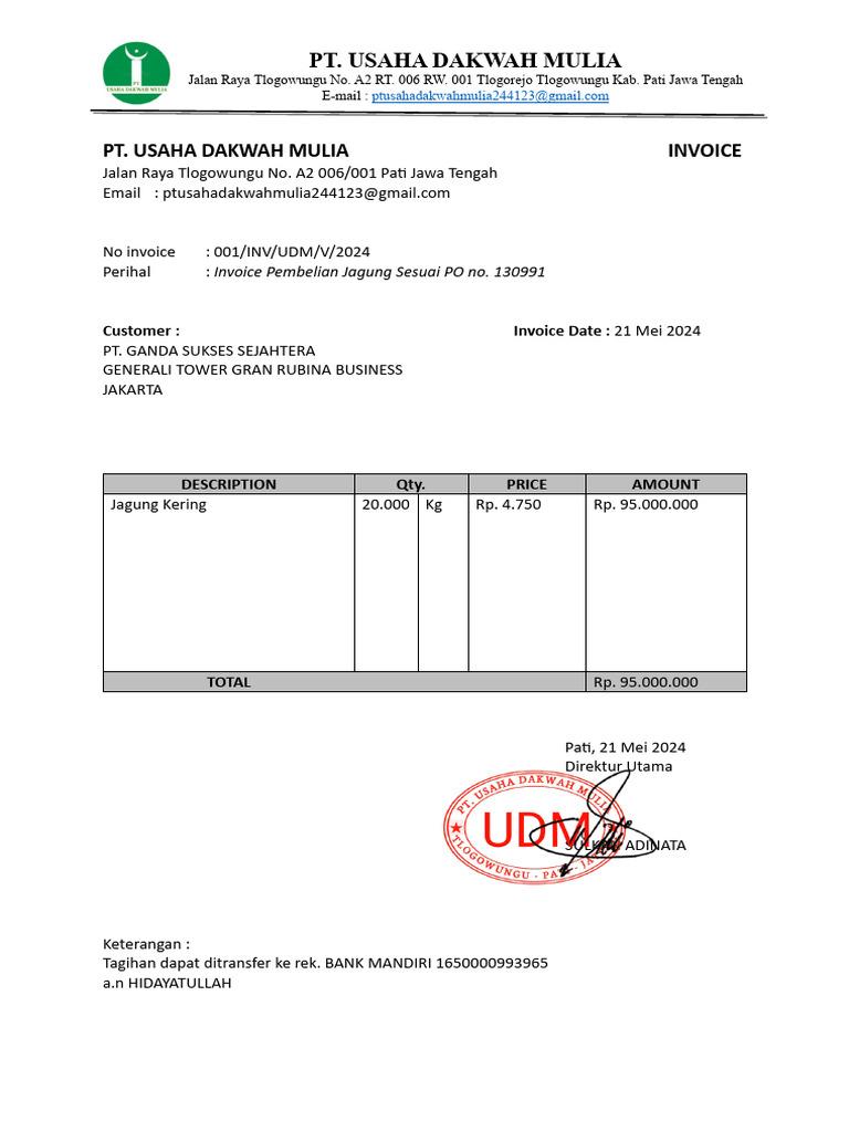 Invoice Udm 21 Mei 2024 | PDF