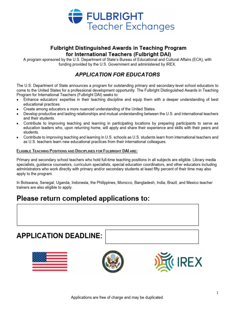 Fulbright DAI: Global Educator Program | PDF | Academic Degree | Teachers