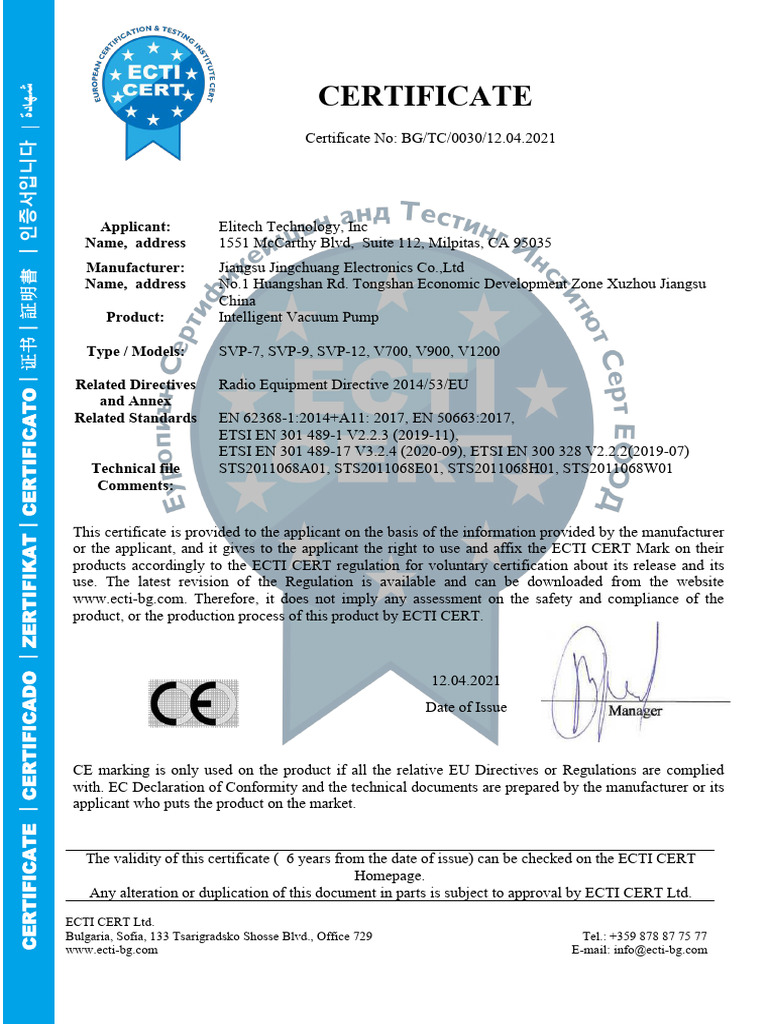 SVP-7 - SVP-9 - SVP-12 - V700 - V900 - V1200 BGTC003012.04.2021-Vacuum ...