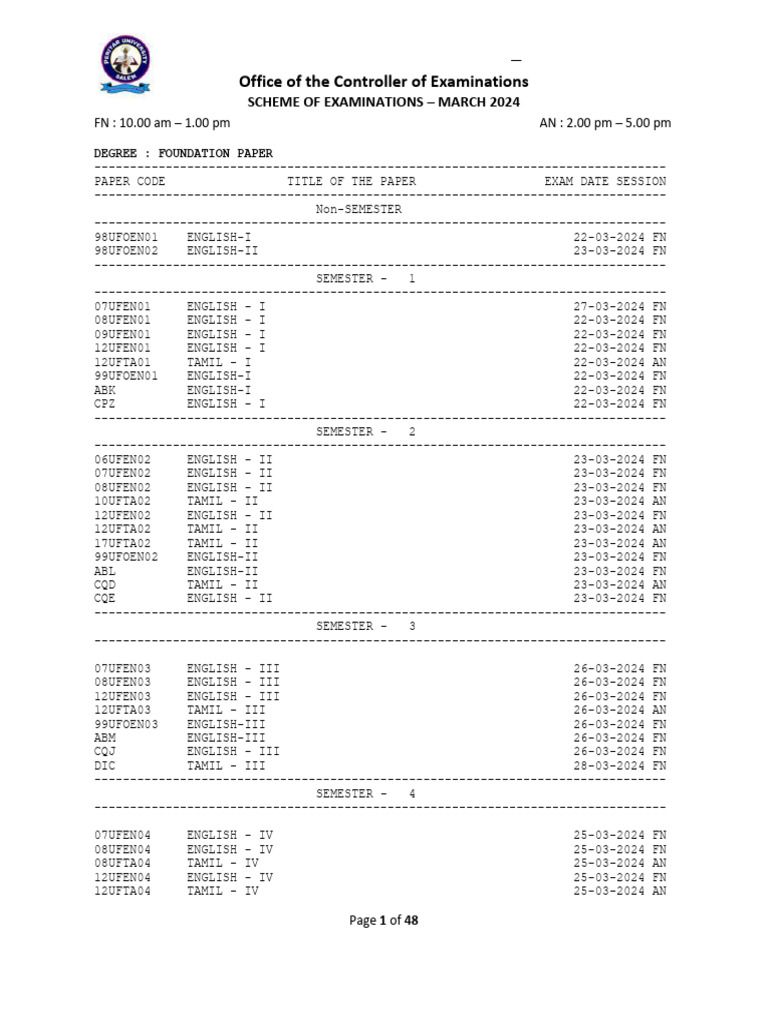 Special Exam Timetable | PDF | Mathematical Analysis | Computer Programming