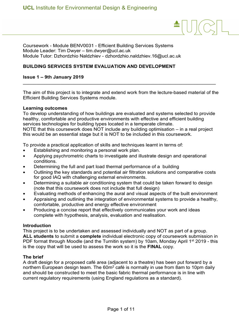 EBSS-coursework 2019 | PDF | Air Conditioning