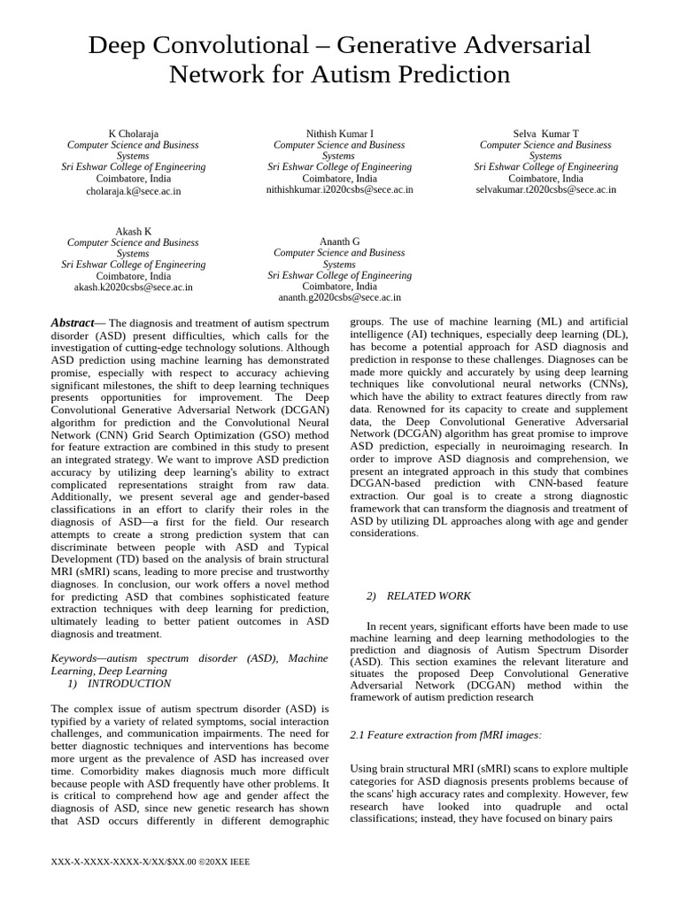 CNN & DCGAN For ASD Journal | PDF | Autism Spectrum | Machine Learning