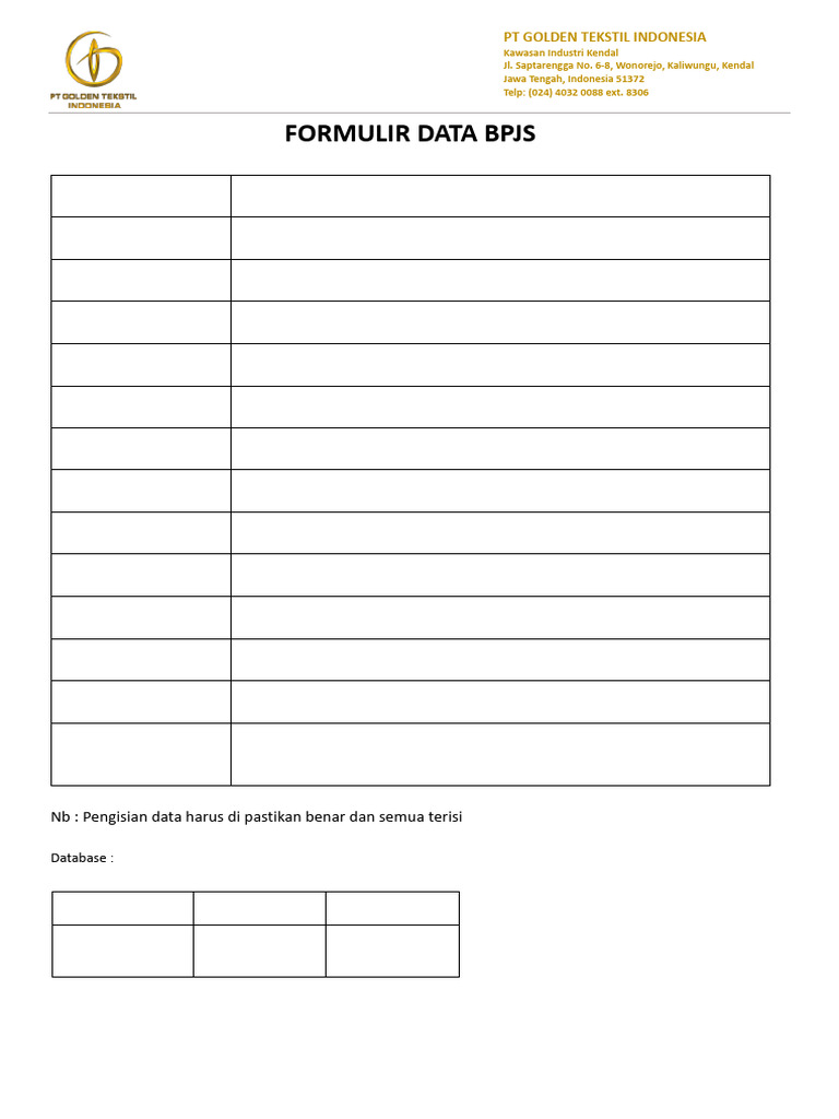 Form Pengisian BPJS | PDF