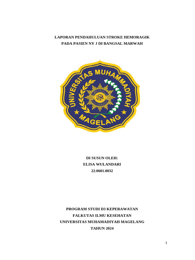 Laporan Pendahuluan Strok Ny J (Elisa) | PDF
