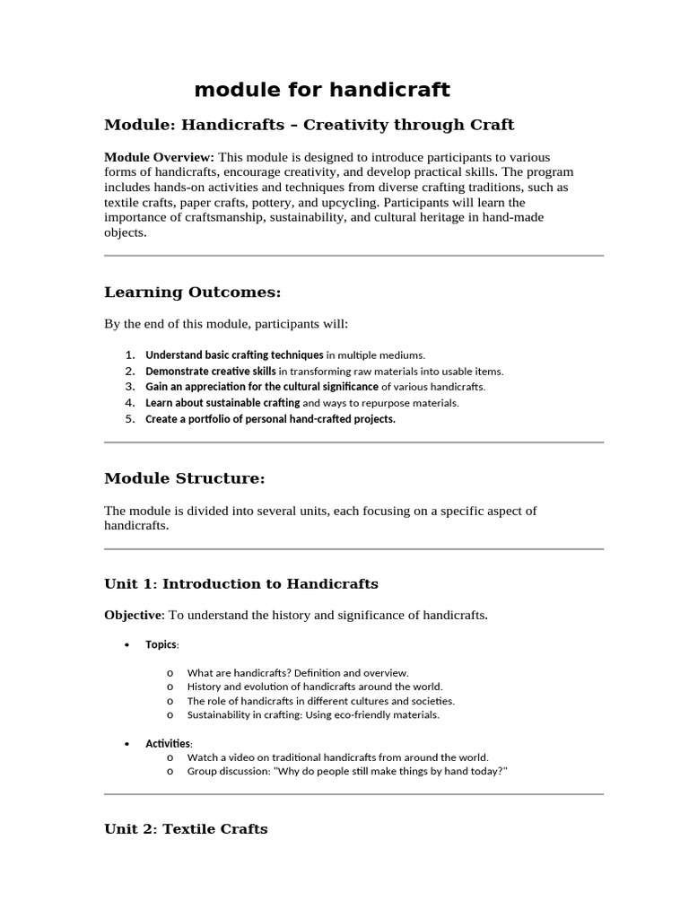 module for handicraft | PDF | Crafts | Pottery