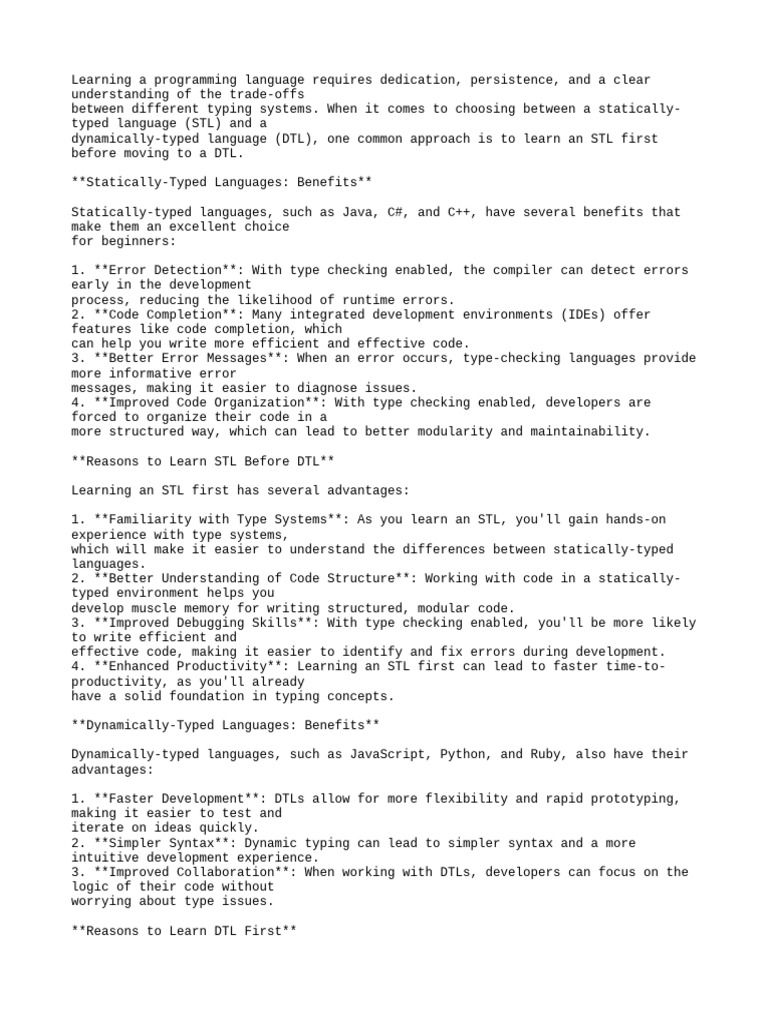 Learn Static Before Dynamic Typed Languages | PDF | Programming Paradigms | Information Technology