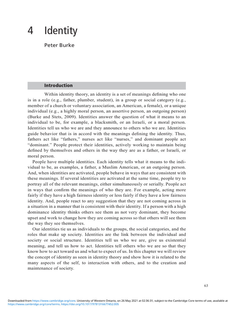 Understanding Identity Theory Concepts | PDF | Self Esteem | Identity ...