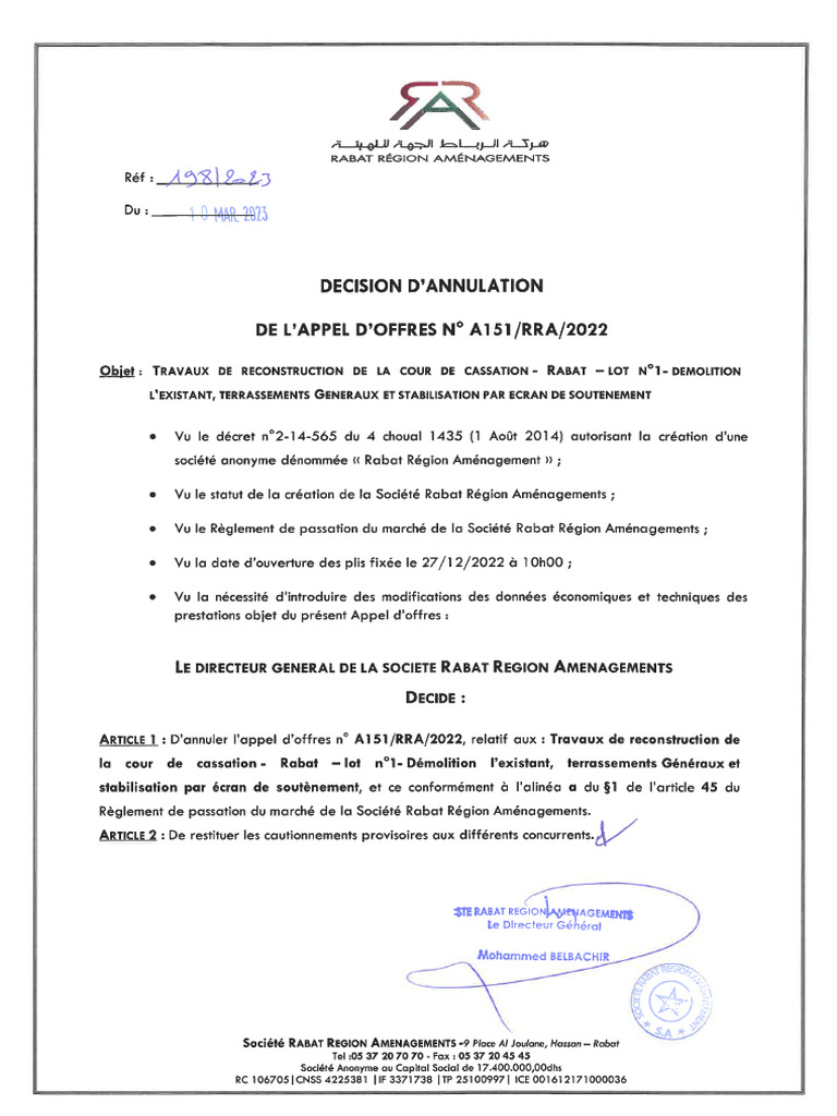 Décision Annulation AO-151-2022 | PDF