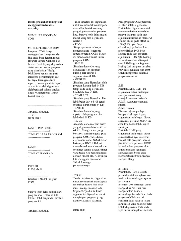 Modul Praktek Running Text Menggunakan Bahasa Assembly | PDF