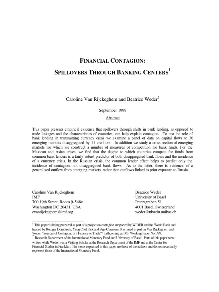 FINANCIAL CONTAGION Through Banking Centers | PDF