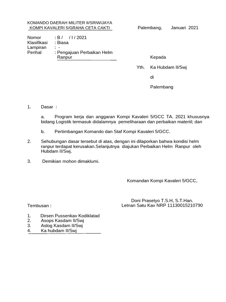 Surat B PERMOHONAN PERBAIKAN Helm 2021 SEMESTER I | PDF