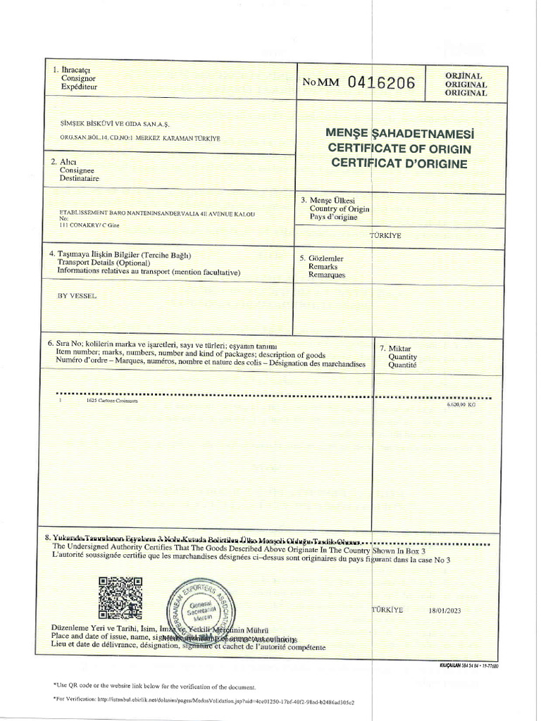 Certificate of Origin Template | PDF