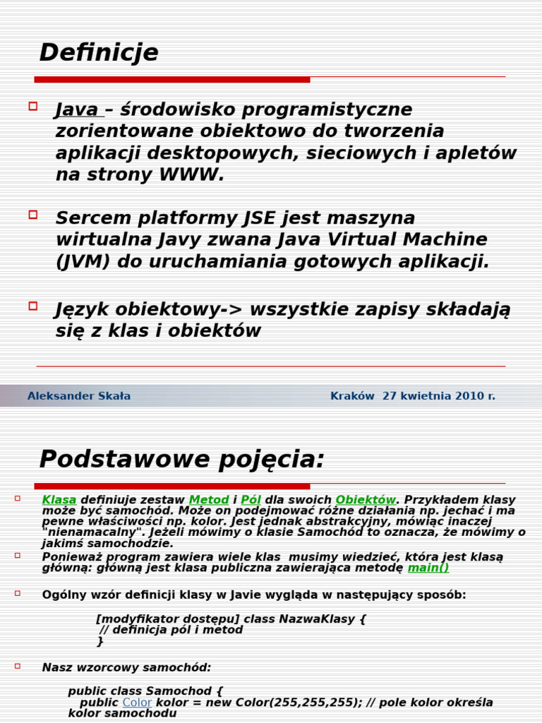 JAVA podstawy ppt przezentacja :3 | PDF