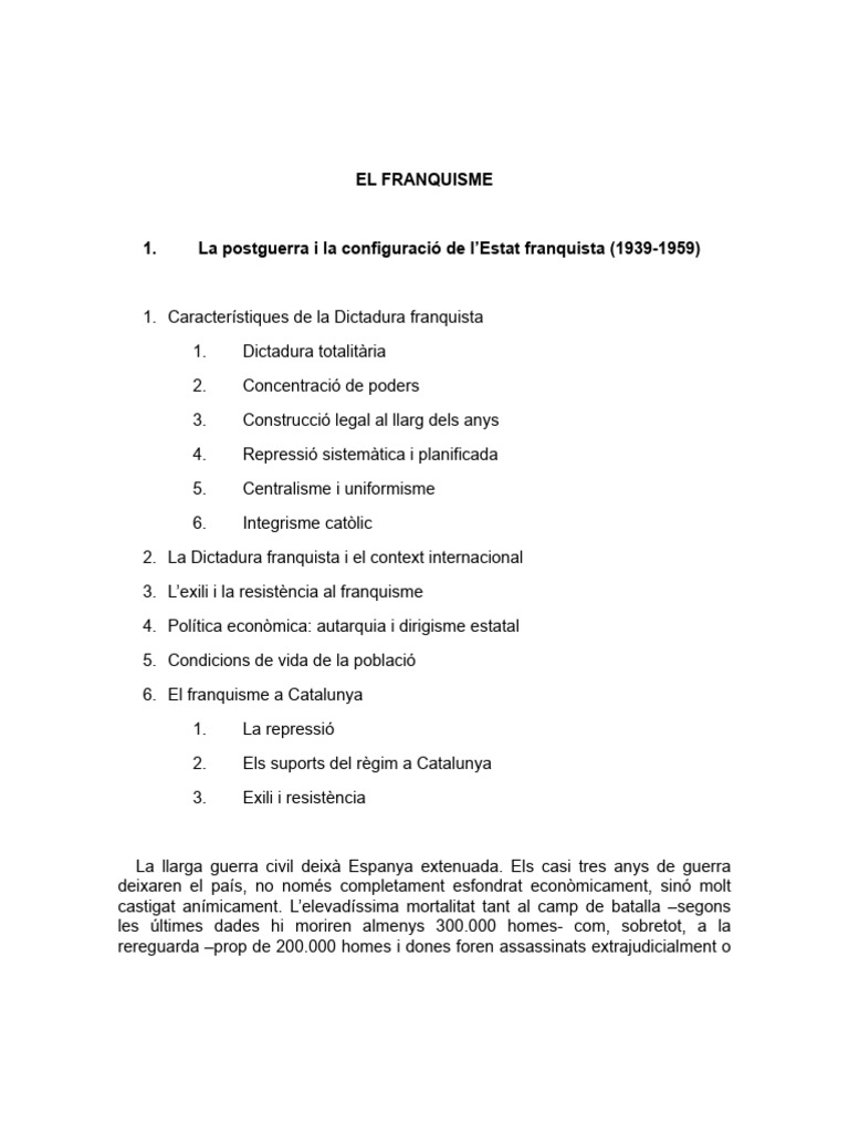 El Franquisme (1939-1975) | PDF