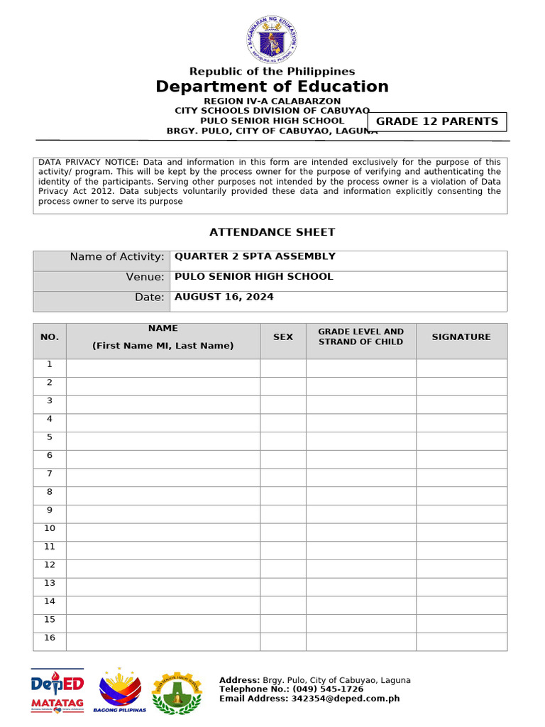 Attendance | PDF | Privacy