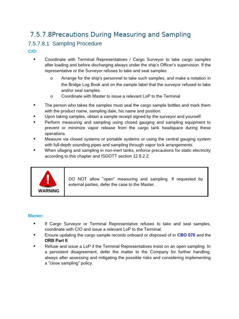 Cargo sampling | PDF | Cargo | Port