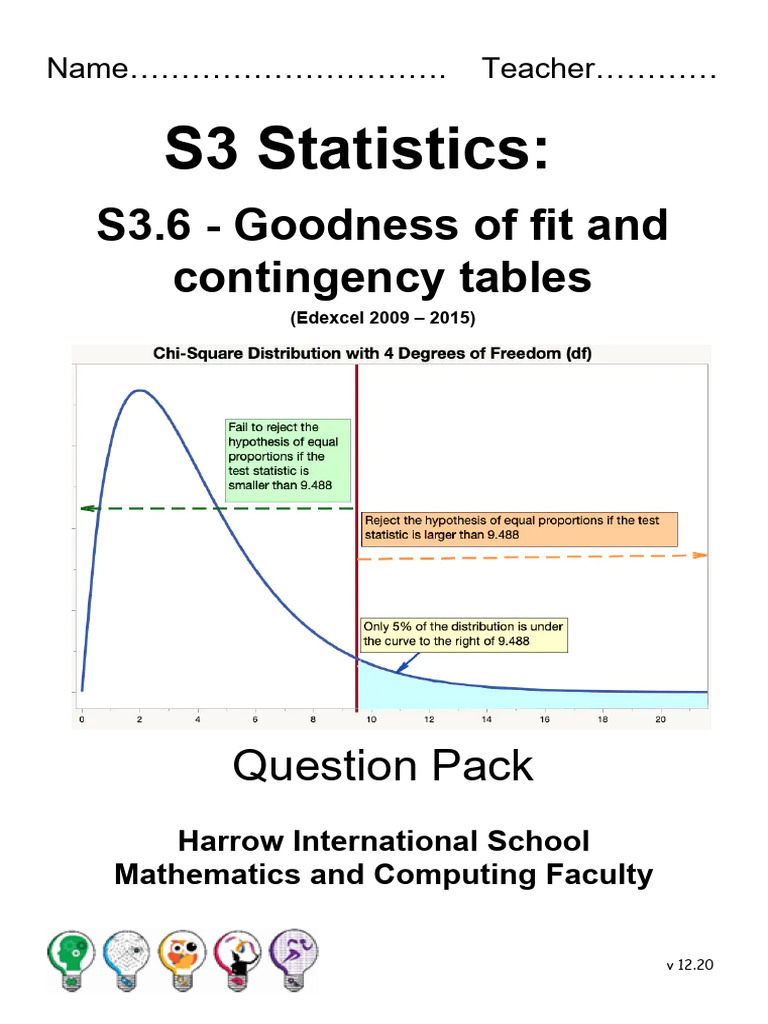 S3.6 - Goodness of Fit and Contingency Tables (Examination Booklet and ...