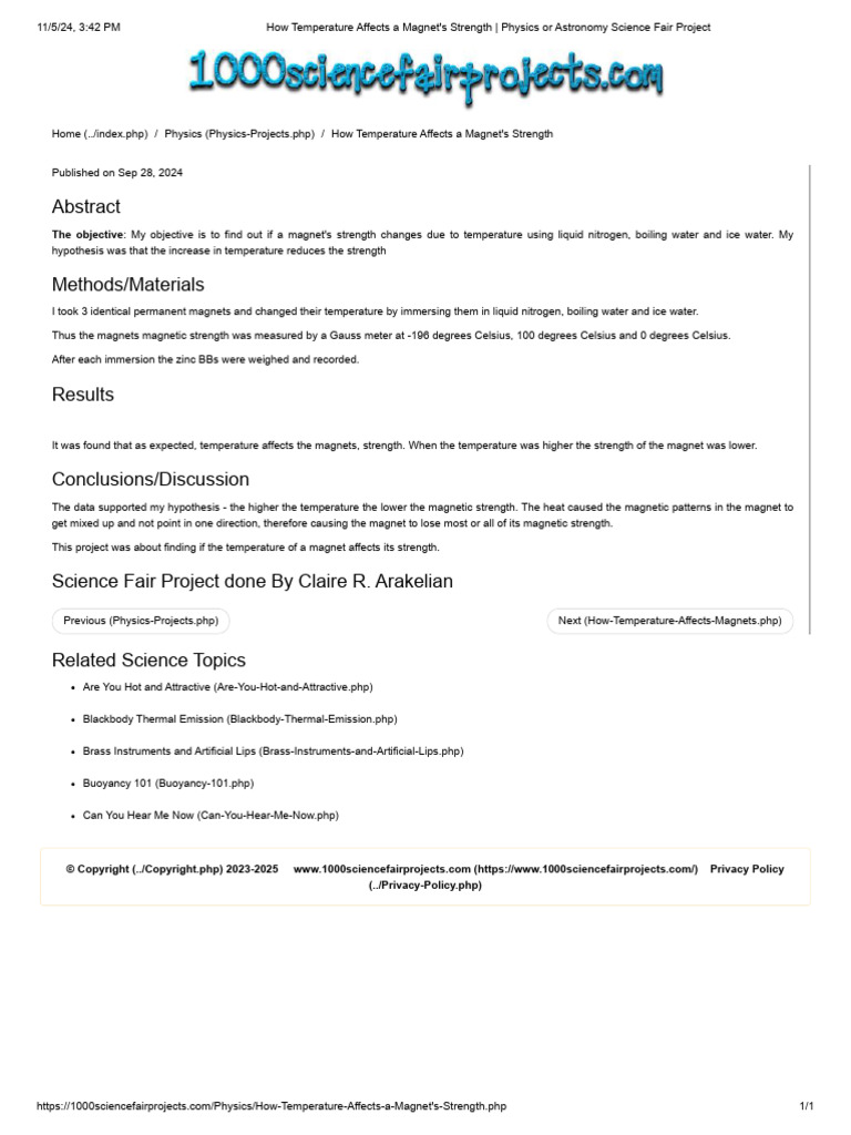 How Temperature Affects A Magnet's Strength - Physics or Astronomy ...
