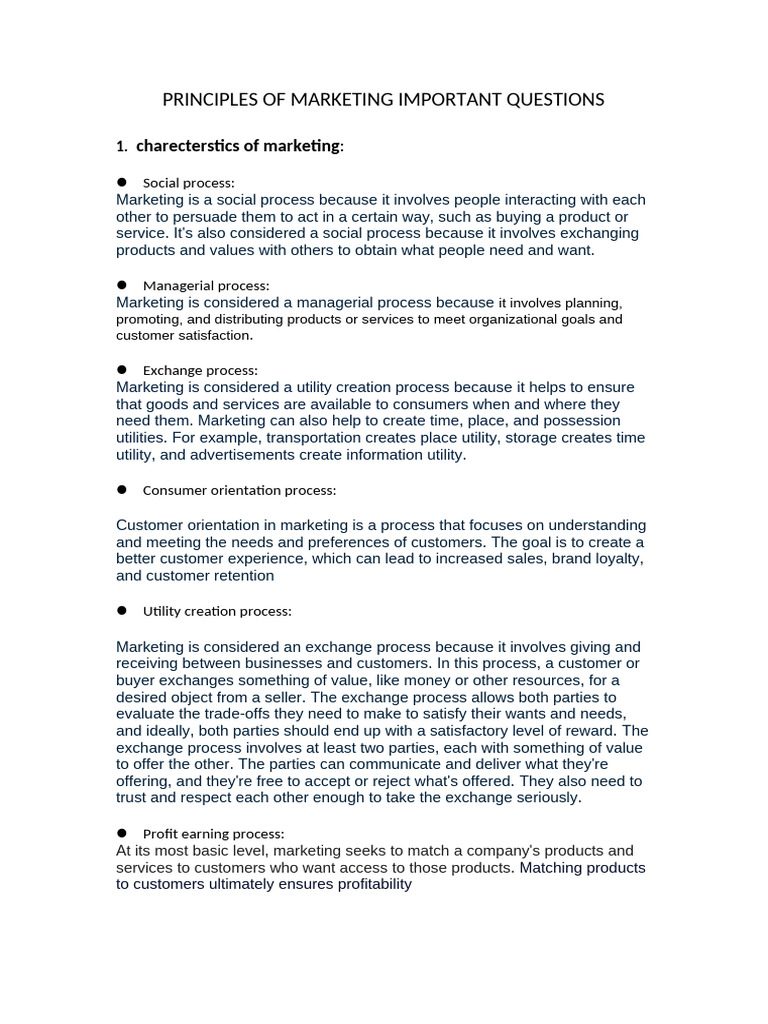 Key Marketing Principles Q&A Guide | PDF | Marketing | Volkswagen