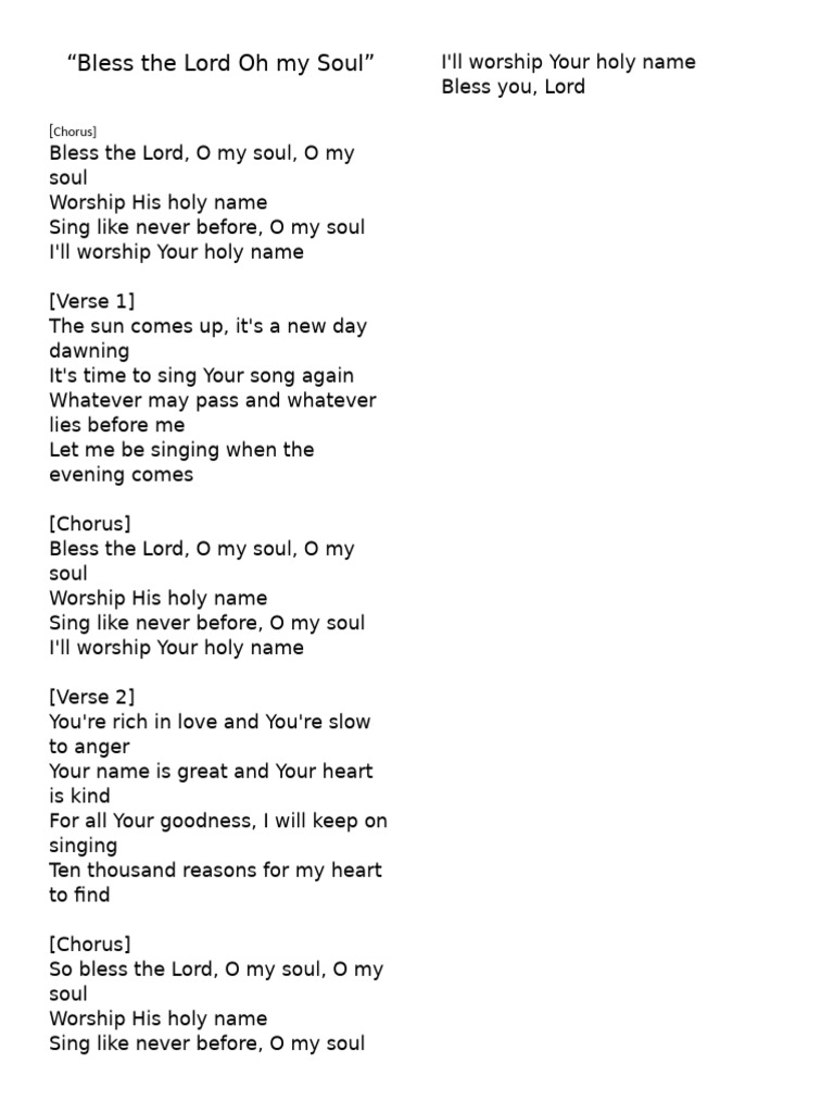 Bless The Lord Oh My Soul | PDF | Art | Religion & Spirituality