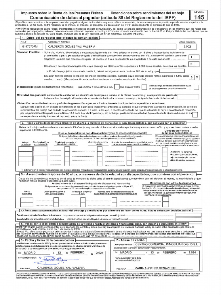 Modelo 145 | PDF
