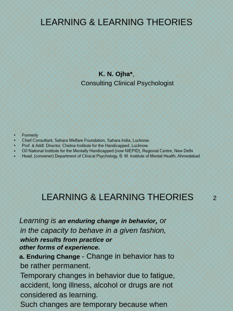 Learning + Learning Theories - 10-23 | PDF | Classical Conditioning ...