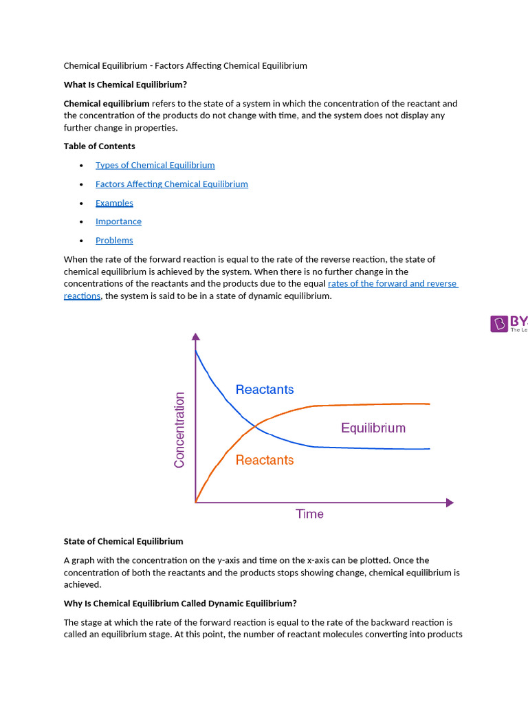 Factors Influencing Chemical Equilibrium | PDF | Science & Mathematics