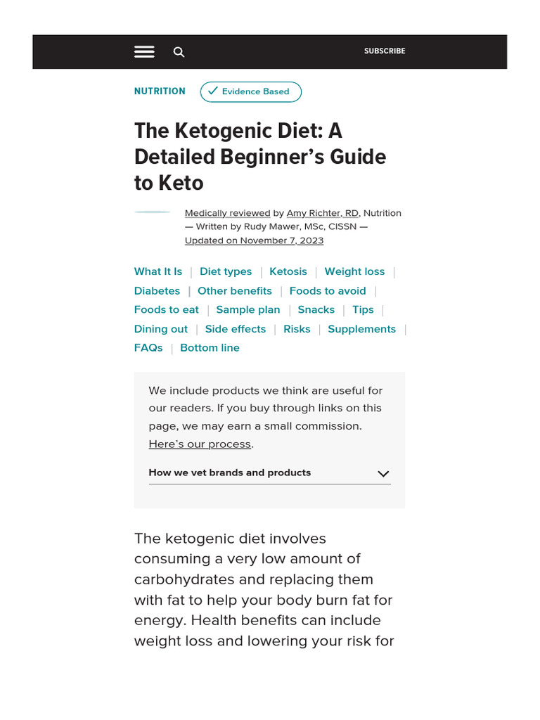 The Ketogenic Diet - A Detailed Beginner's Guide To Keto | PDF | Ketogenic Diet | Dieting
