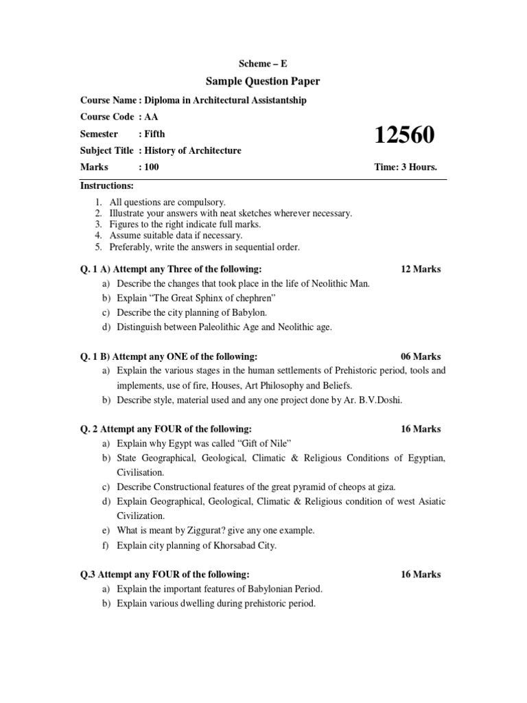 History of Architecture Exam Paper | PDF | Architectural Design ...