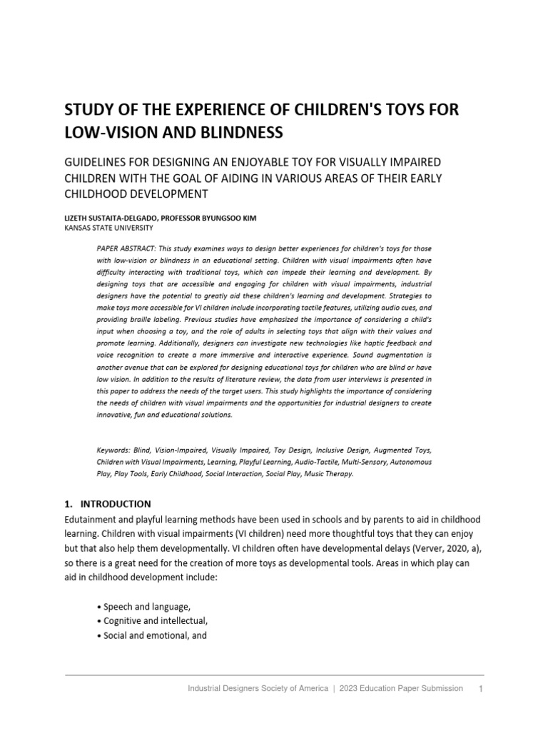 Designing Toys for Visually Impaired Kids | PDF | Visual Impairment ...