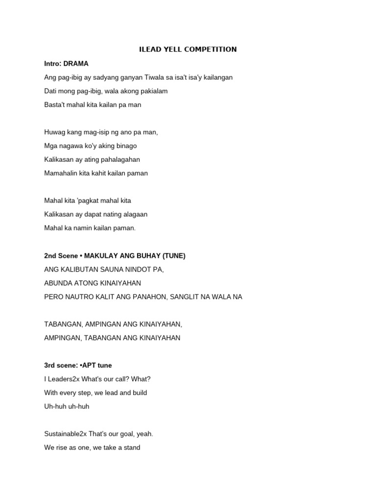 Ilead Yell Competition (Lyrics) | PDF