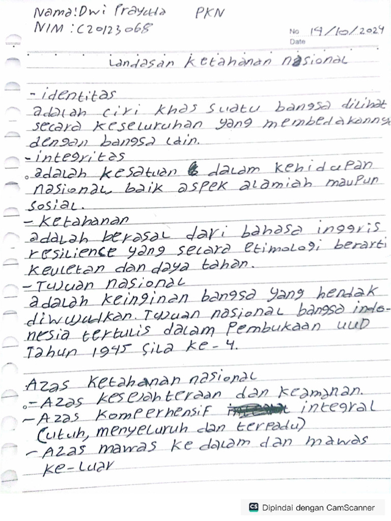 Catatan PKN 14-10 Dwi Prayuda C20123068 | PDF