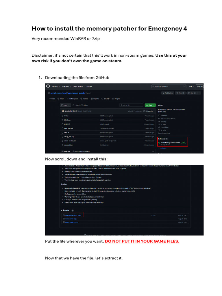 Installing EM4 Memory Patcher Guide | PDF | Games & Activities | Computers