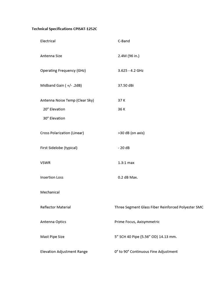 Technical Specifications CPISAT | PDF | Science & Mathematics ...