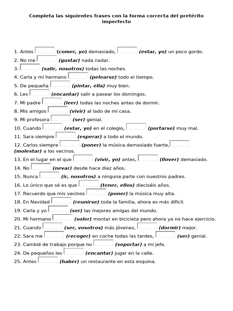 Ejercicios de Pretérito e Imperfecto | PDF