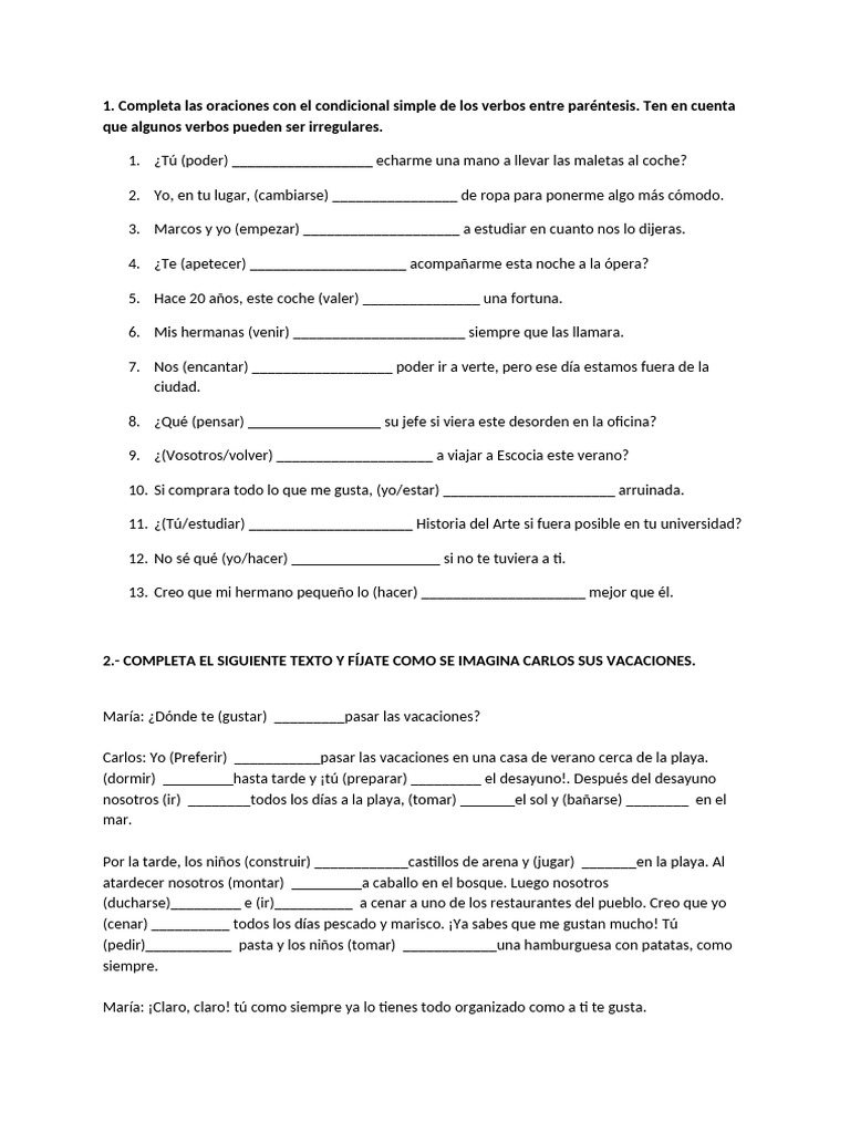 Condicional Simple | PDF | Artes del Lenguaje y Comunicación