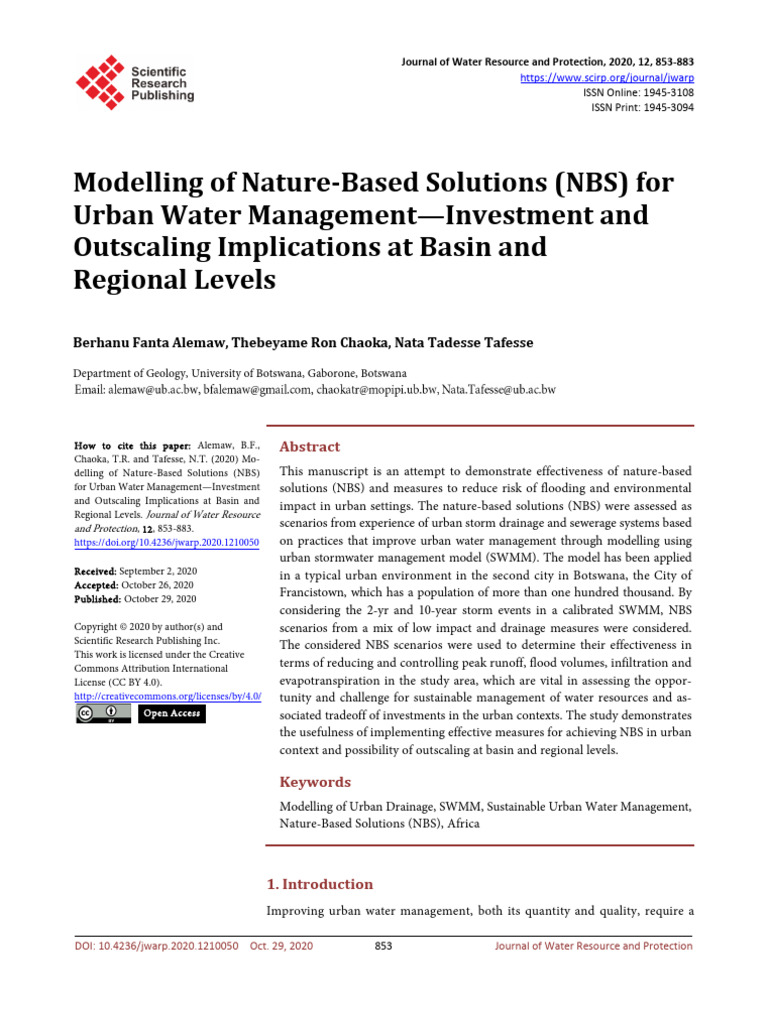 Modelling of Nature-Based Solutions NBS For Urban | PDF | Stormwater ...