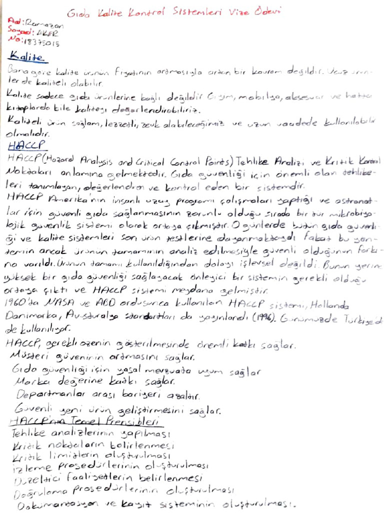 Gida Kalite Kontrol Sistemleri | PDF