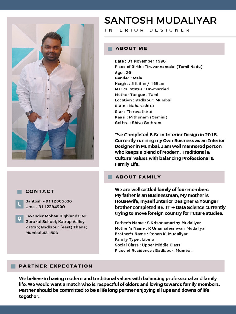 Santosh Bio-Data & Jadhagam | PDF