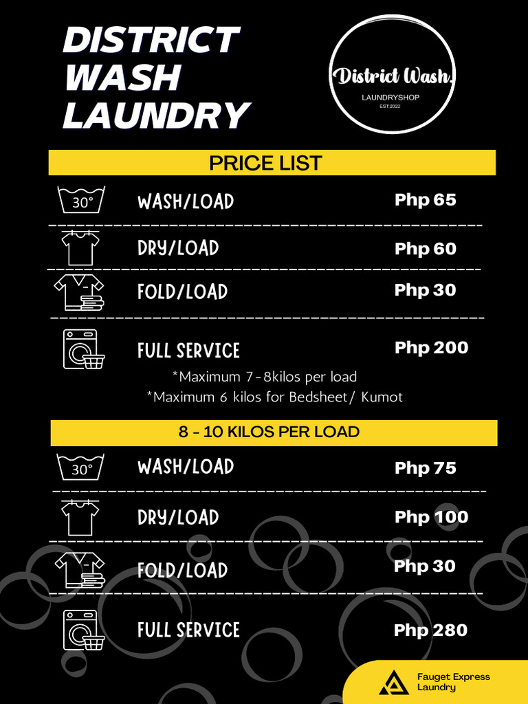 Fauget Express Laundry Price List | PDF | Home & Garden