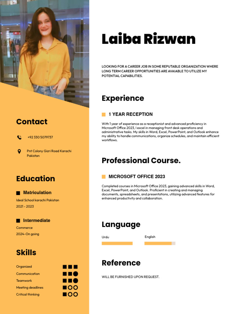 Laiba Rizwan: Experience Contact | PDF