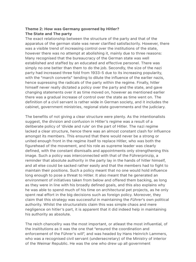 Governance Under Hitler's Regime | PDF | Nazi Germany | Schutzstaffel
