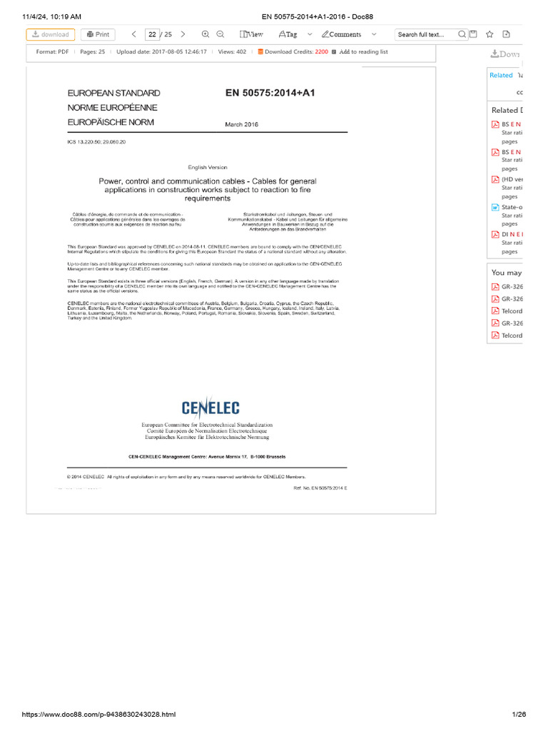 EN 50575:2014+A1:2016 Overview | PDF