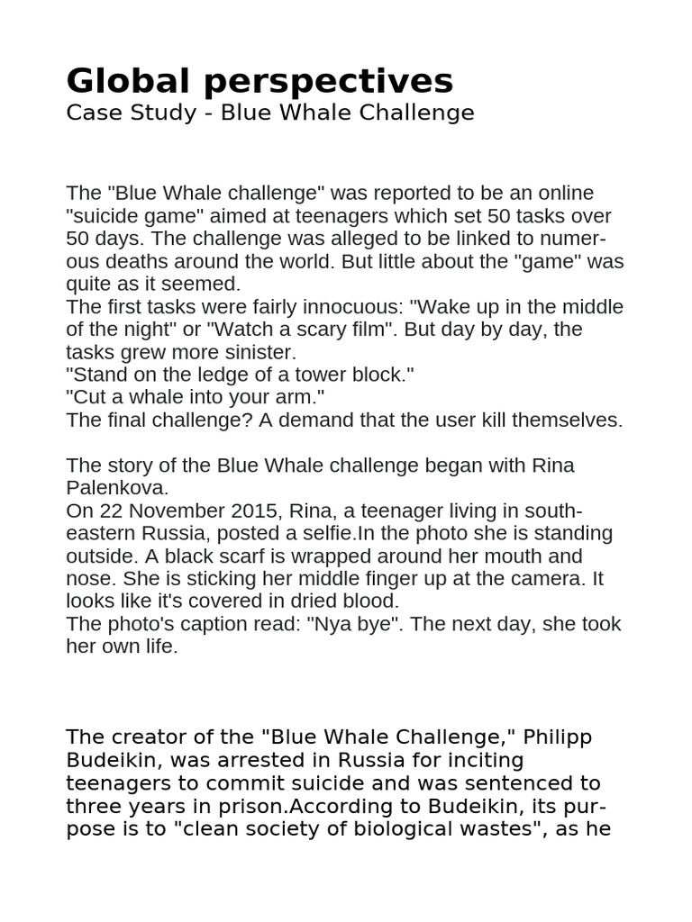 Word Doc GP Case Study-Blue Whale Challenge | PDF